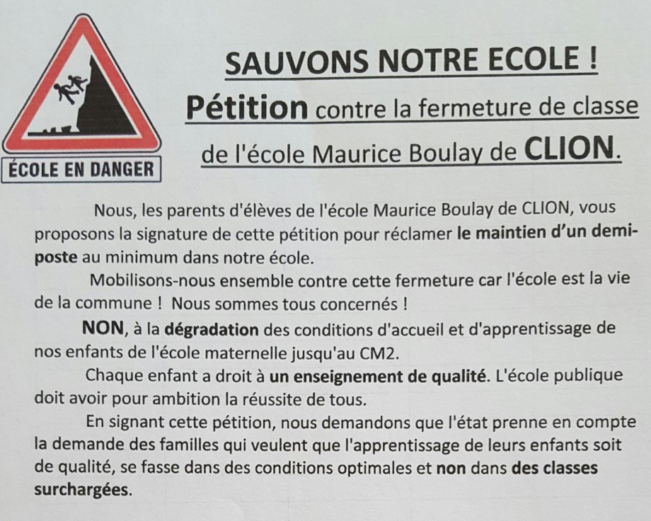 Non à La Fermeture Dune Classe à Lécole Maurice Boulay De Clion